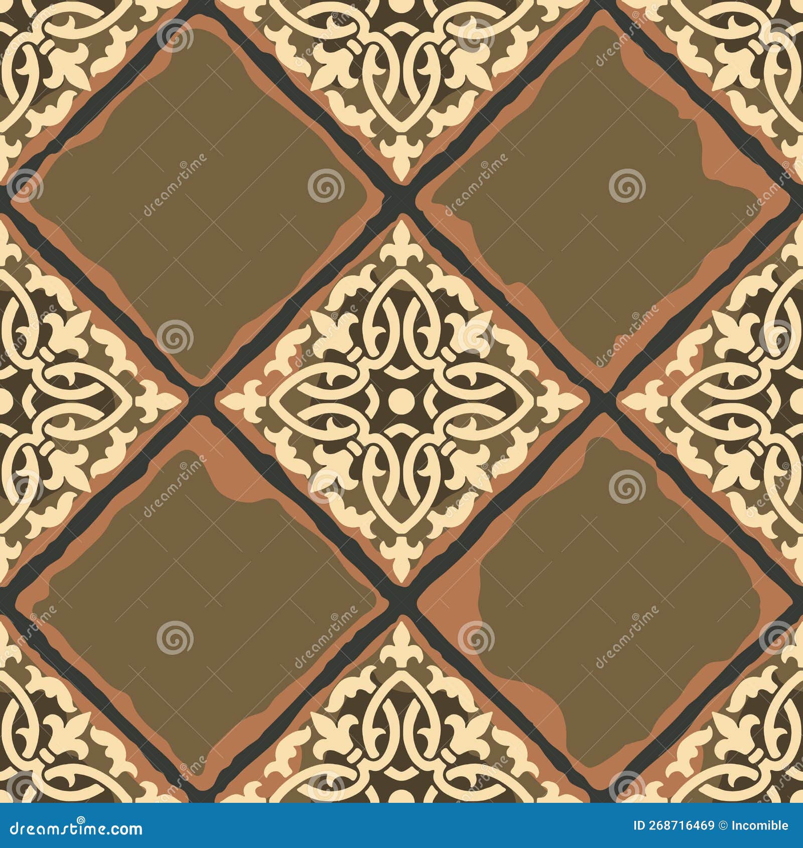 Ancient Ceramic Tile Seamless Pattern. Wall or Floor Texture ...