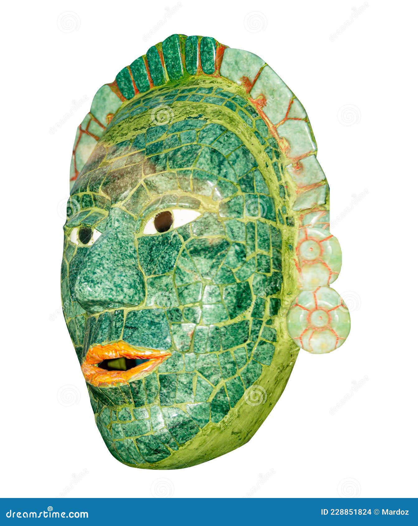 Ancient Ceremonial Mayan Jade Mask Stock Illustration - Illustration of ...