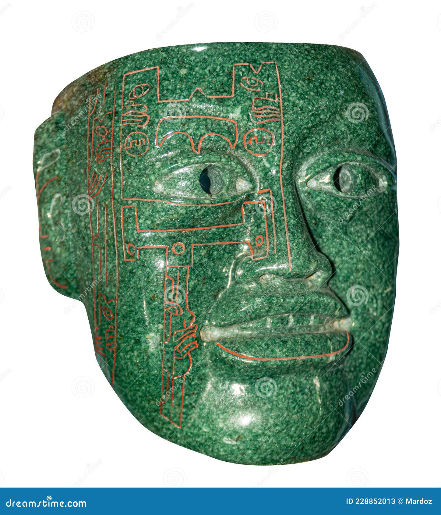 Ancient Ceremonial Mayan Jade Mask Stock Image - Image of cloth ...