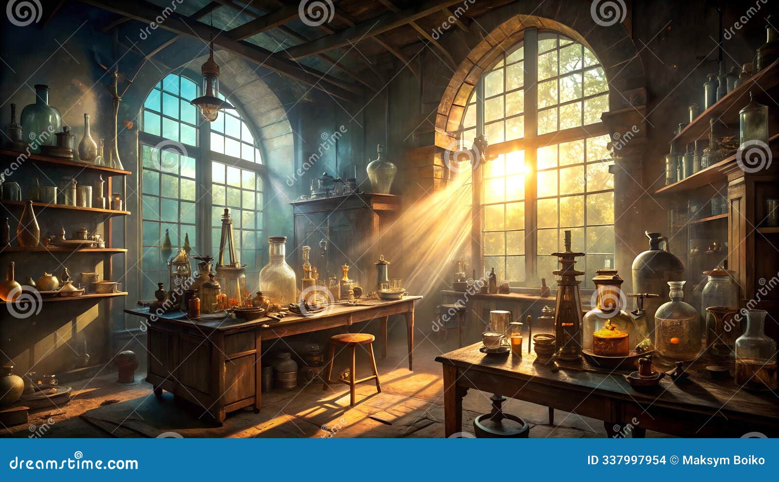 Ancient Chemists Laboratory with Mysterious Objects and Experiments ...