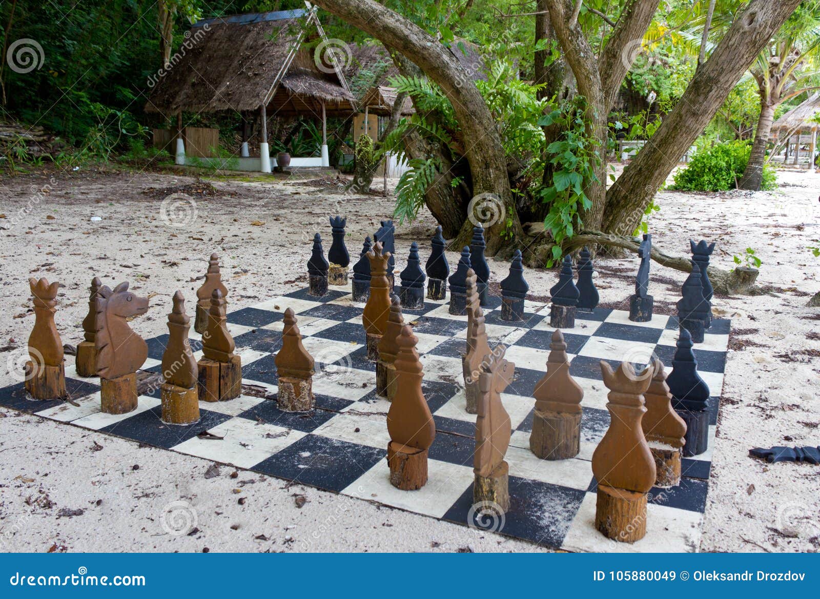 Ancient chess on the beach stock image. Image of garden - 105880049
