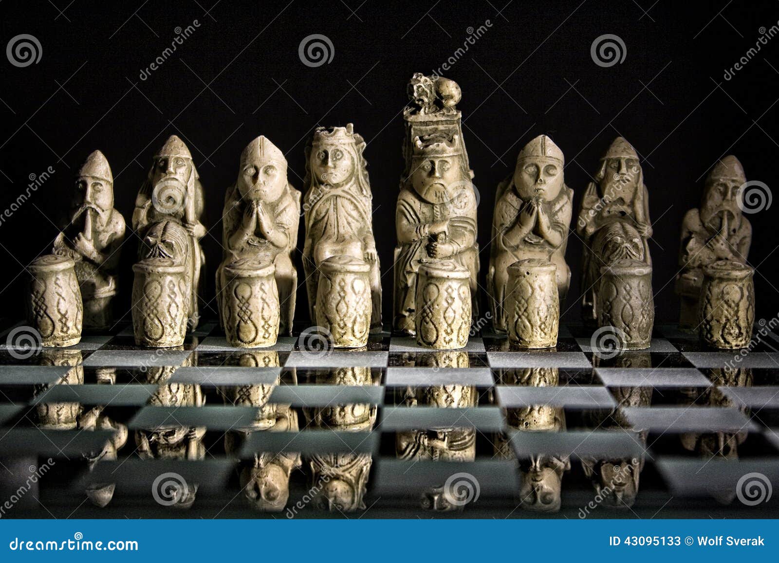 Ancient Chess Set on Glass Board Stock Image - Image of decisions ...