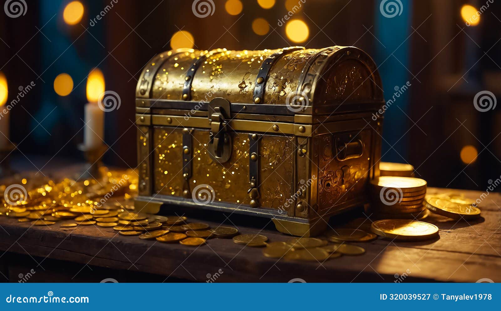 Ancient Chest with Gold Coins Stock Illustration - Illustration of ...