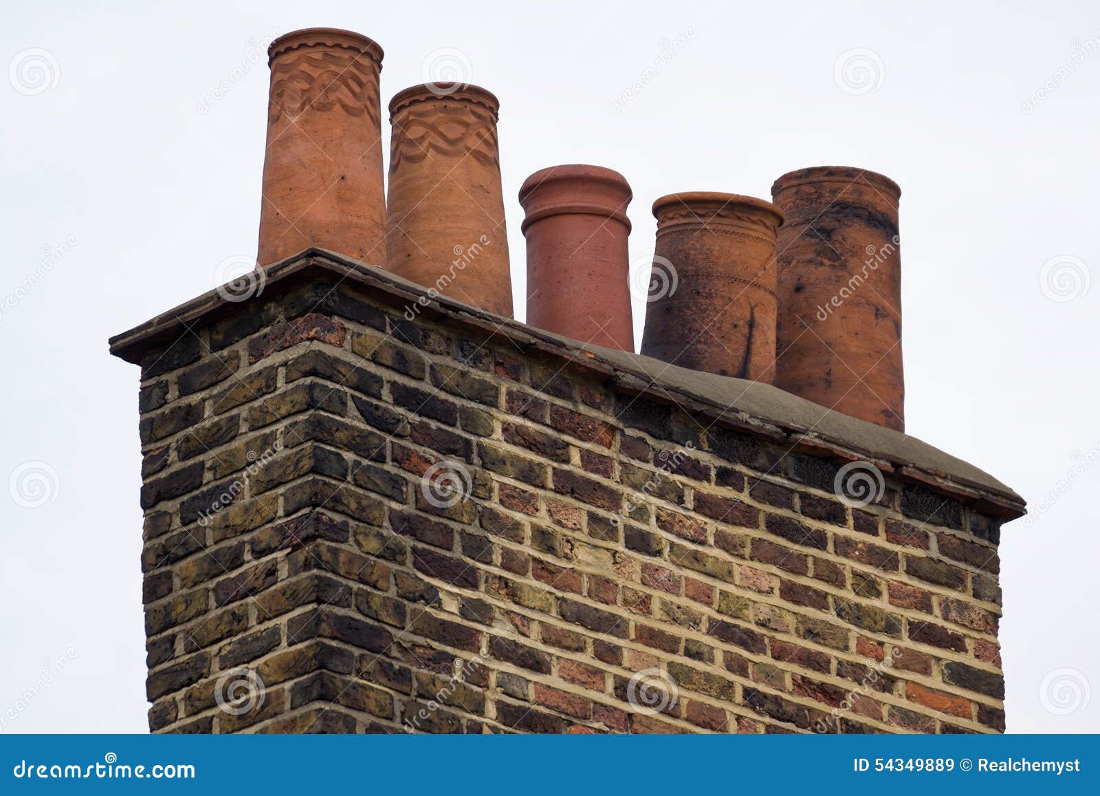 Ancient chimneys pot stock image. Image of stone, blue - 54349889