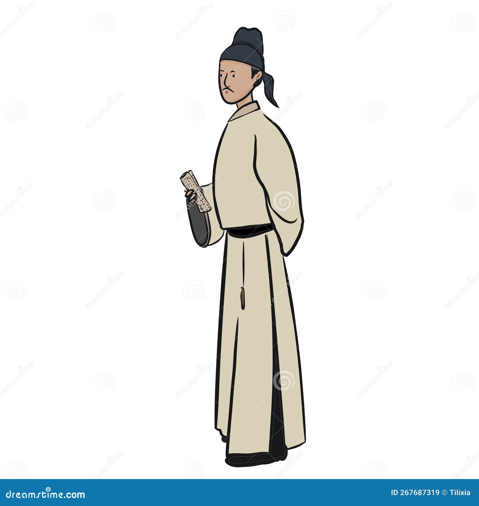 Ancient China Scholar Reading Book Stock Illustration - Illustration of ...