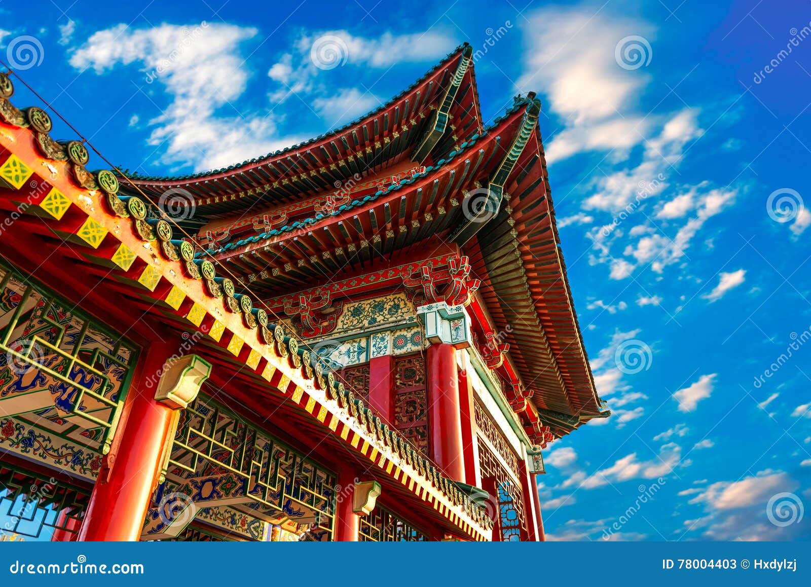 The Ancient Chinese Architecture in the Sunset Stock Image - Image of ...
