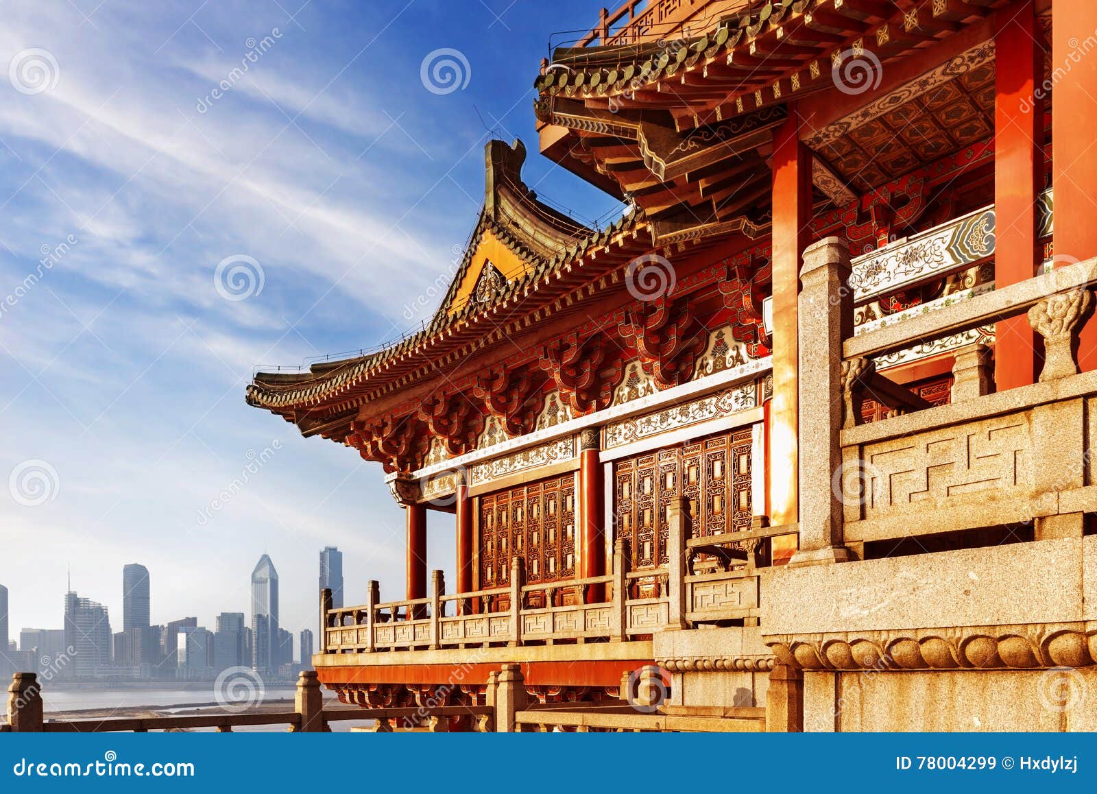 Ancient Chinese Architecture Under the Blue Sky Stock Image - Image of ...