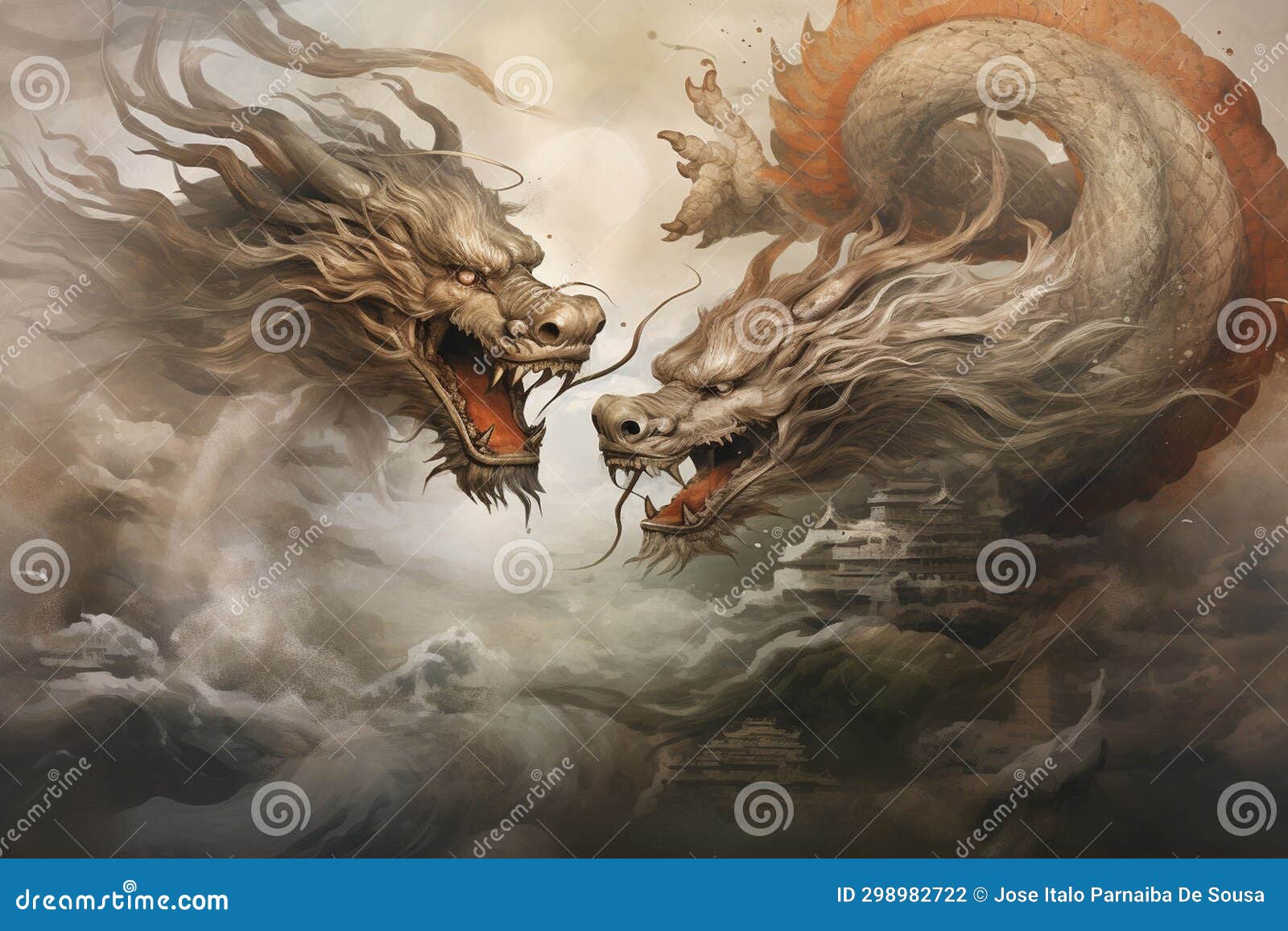 Ancient Chinese Brush Paintings of Wise and Mythic Stock Illustration ...