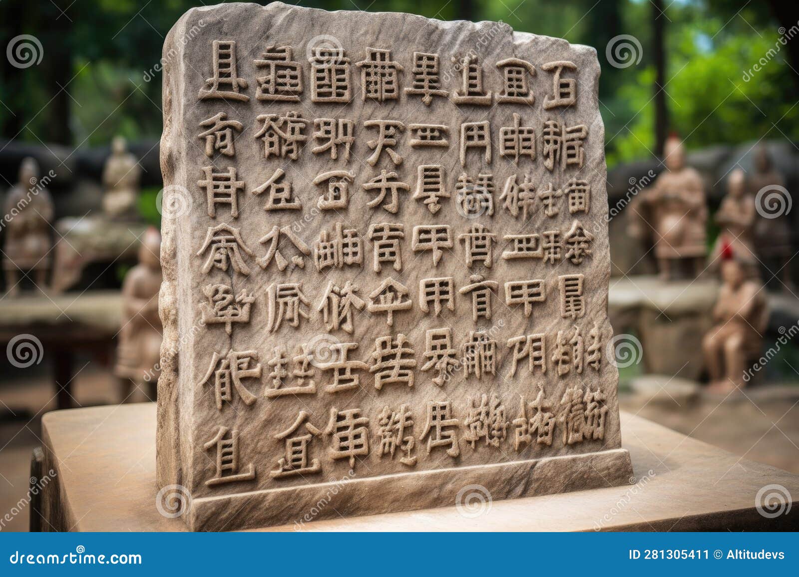 Ancient Chinese Characters on a Stone Tablet Stock Illustration ...