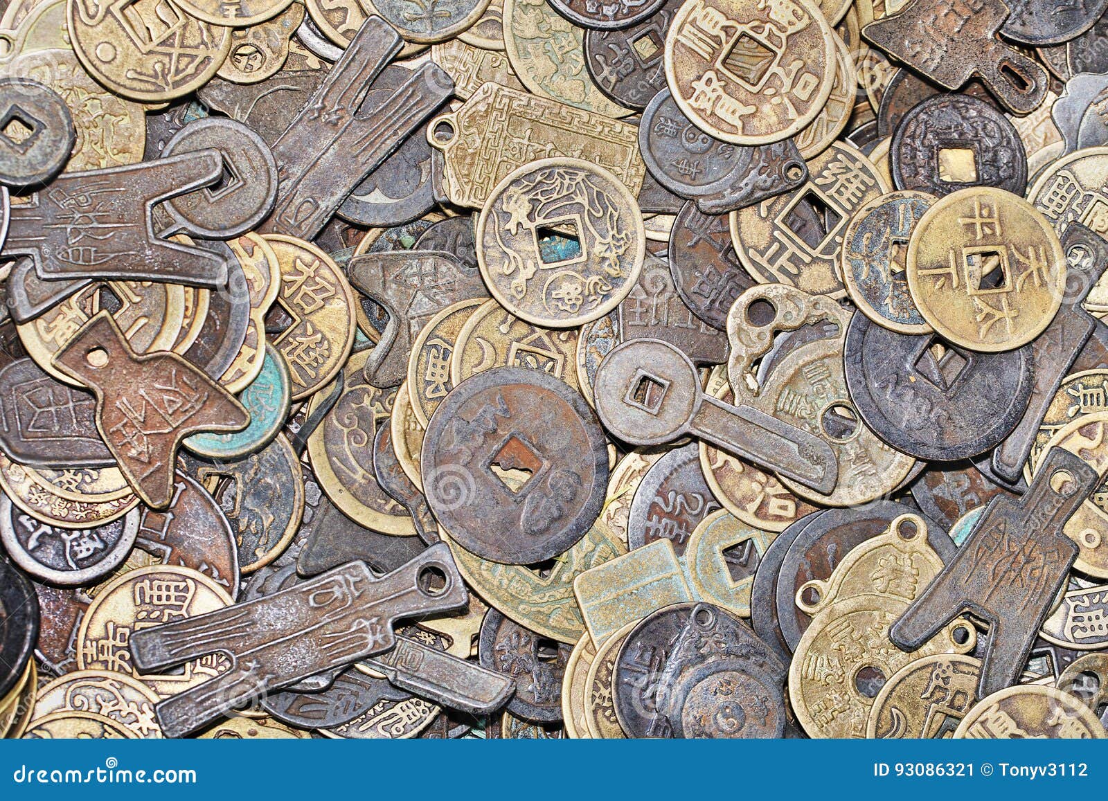 Ancient Chinese Coins with Different Forms and Shapes Stock Image ...