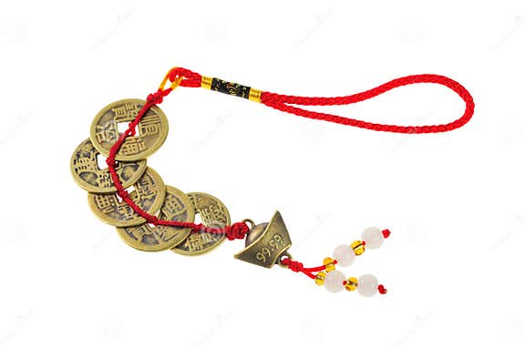Ancient Chinese Coins with Red Strings. Stock Image - Image of asian ...