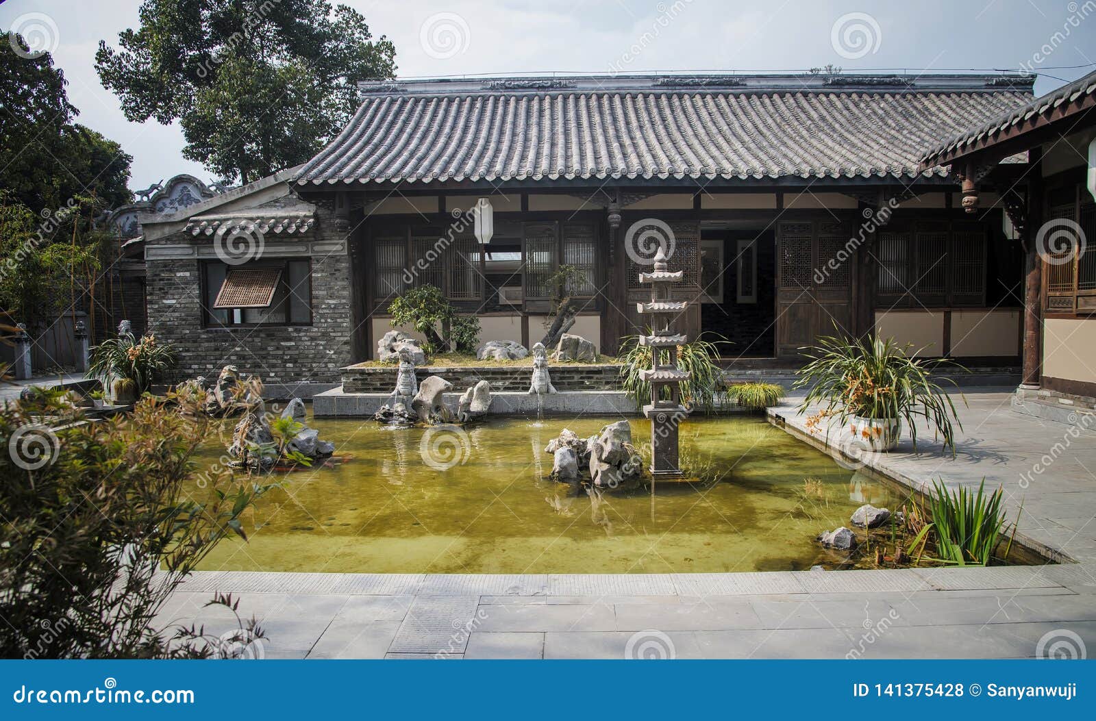 Ancient Chinese courtyard stock photo. Image of ancient - 141375428