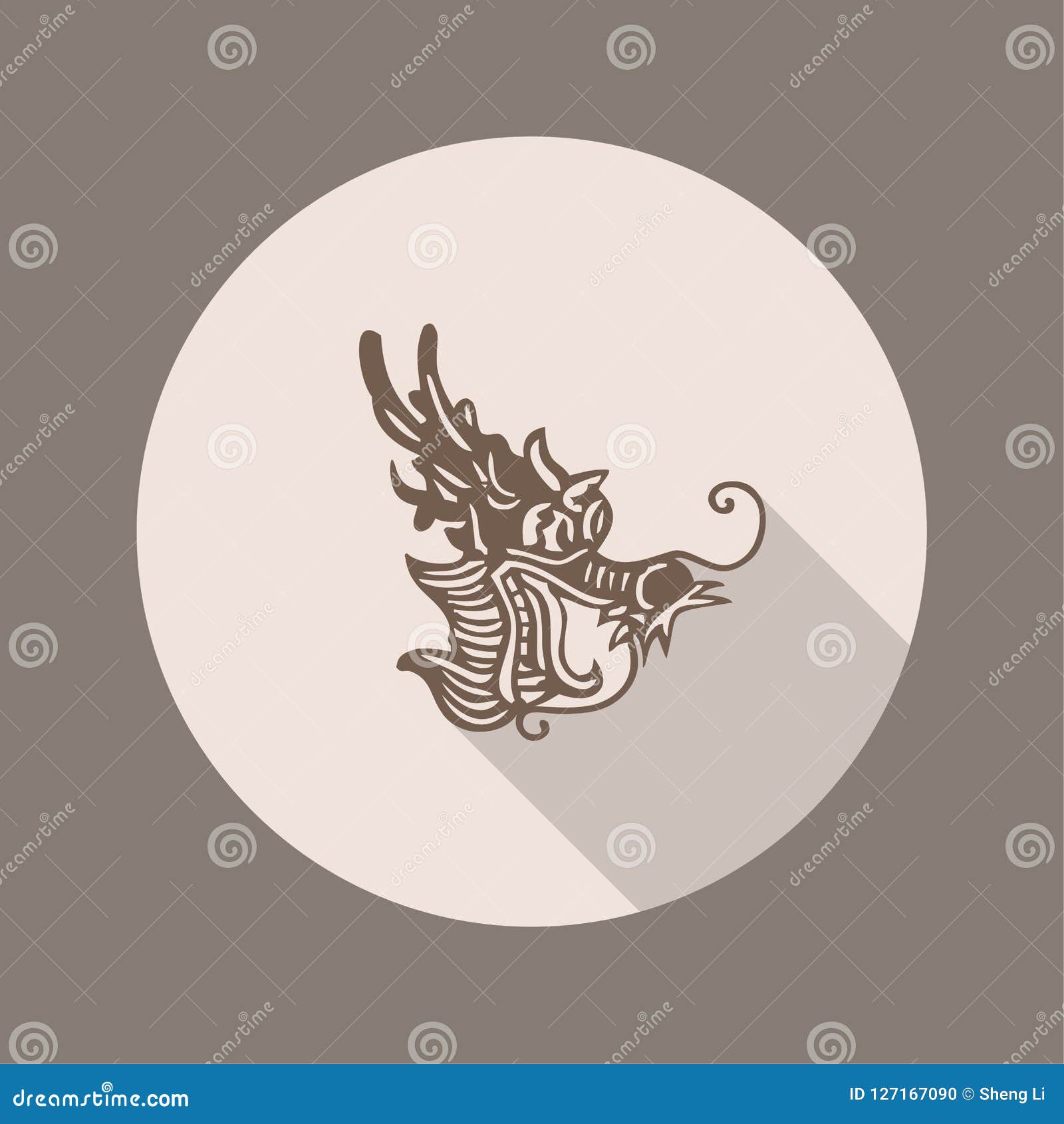 Ancient Chinese Dragon Icon, Flat Design Stock Vector - Illustration of ...