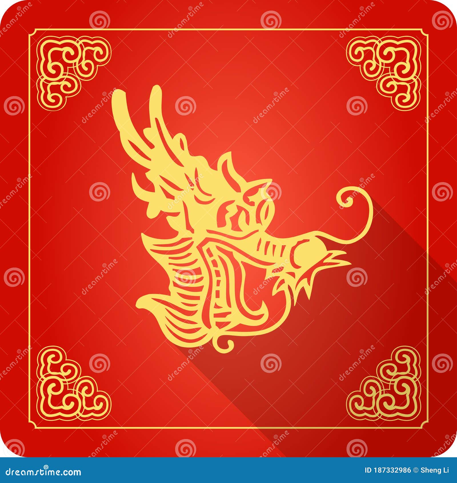 Ancient Chinese Dragon Icon, Flat Design Stock Vector - Illustration of ...