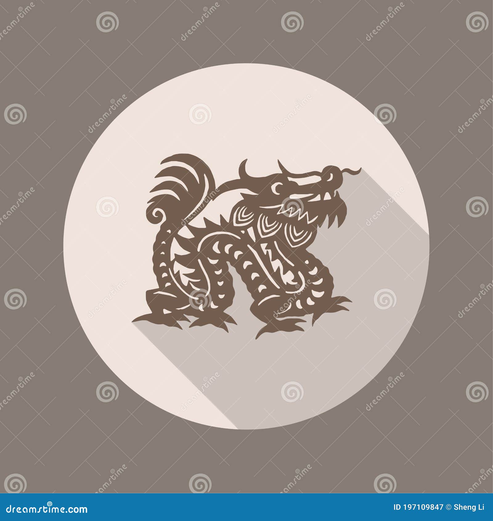 Ancient Chinese Dragon Icon, Flat Design Stock Vector - Illustration of ...