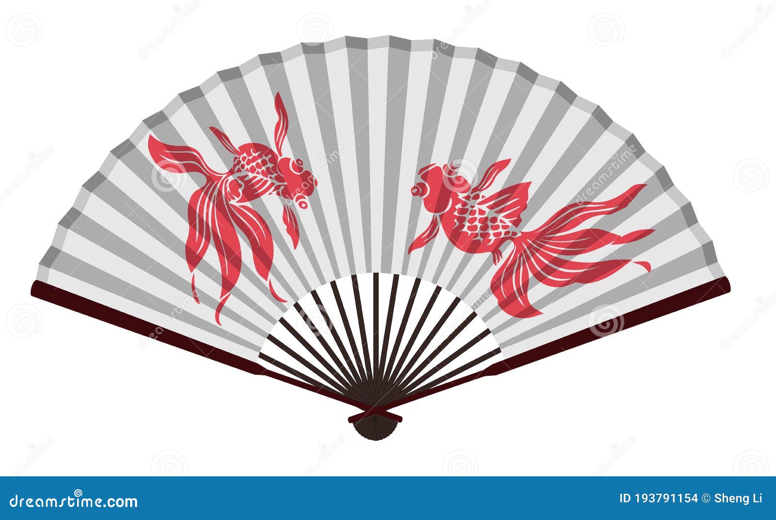 The Ancient Chinese Fan with Goldfish Stock Vector - Illustration of ...