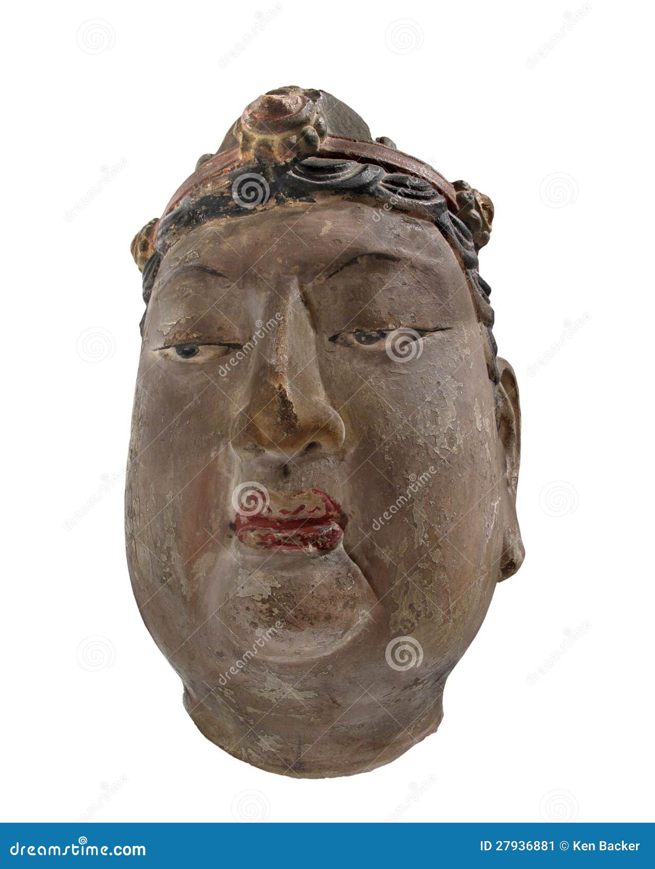 Ancient Chinese Head Bust Isolated. Stock Image - Image of painted ...