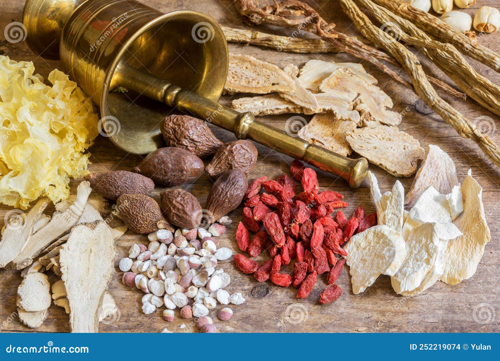 Ancient Chinese Medicine with Different Herbal Ingredients Stock Photo ...