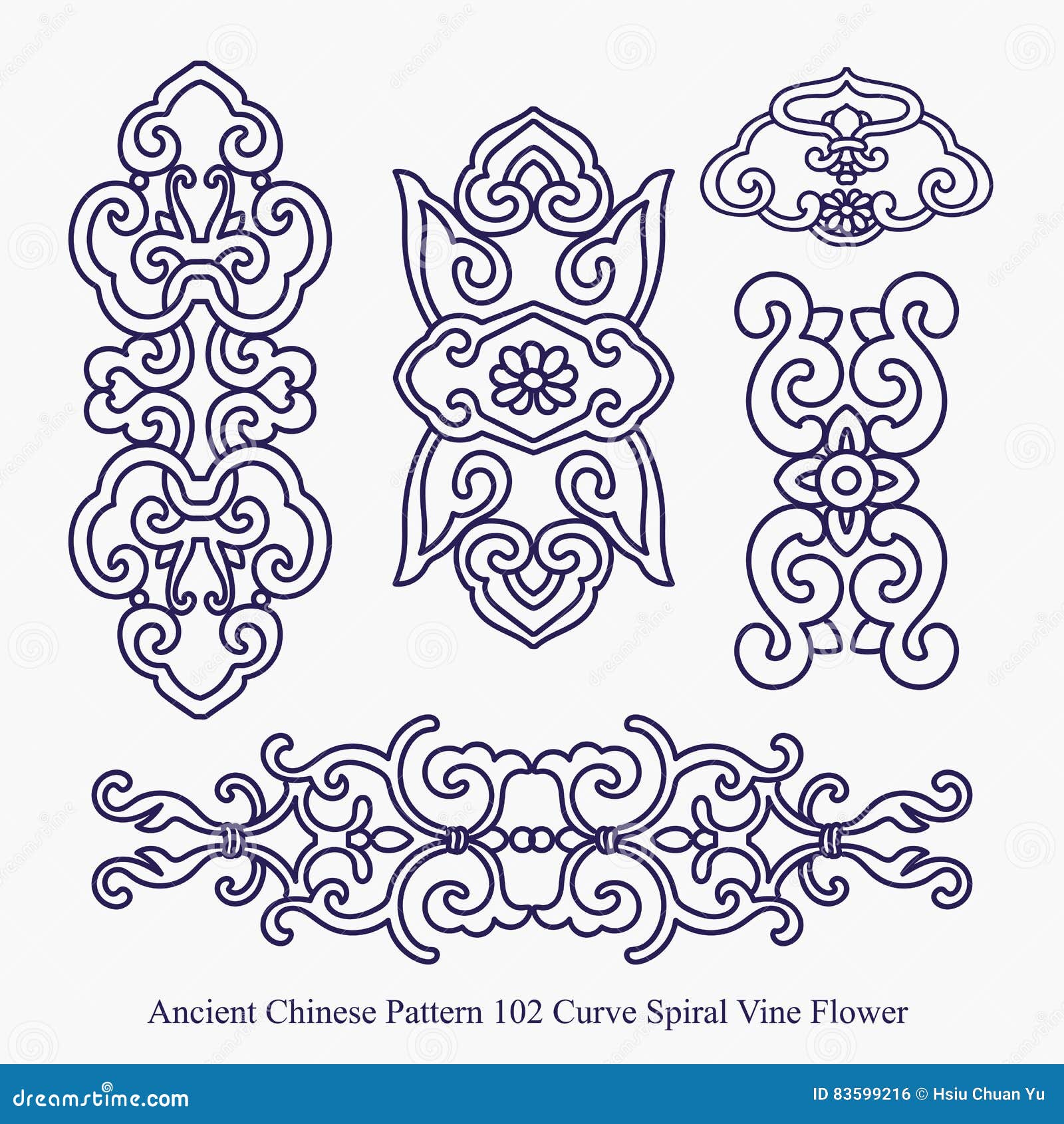 Ancient Chinese Pattern of Curve Spiral Vine Flower Stock Vector ...