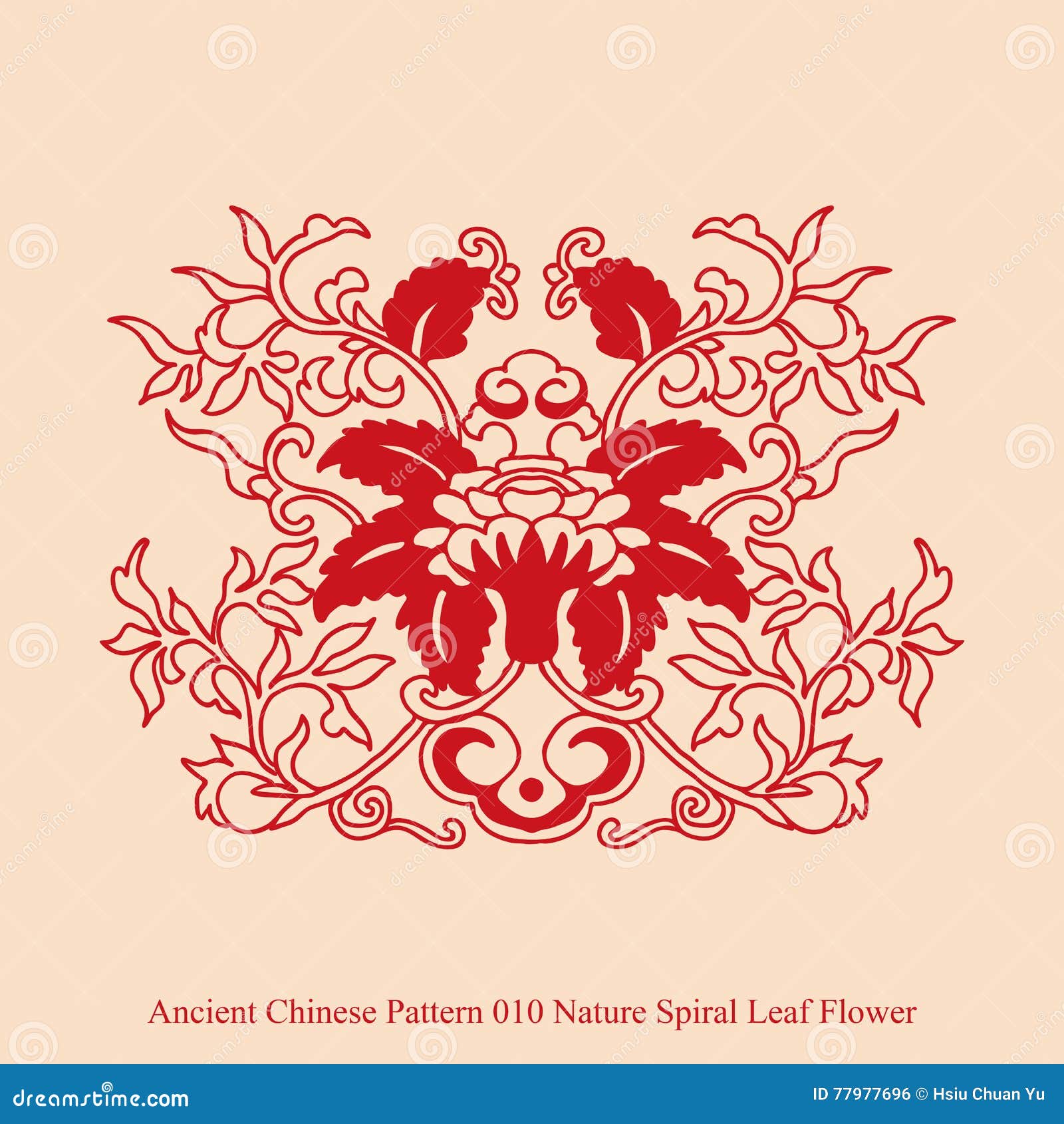 Ancient Chinese Pattern_010 Nature Spiral Leaf Flower Stock Vector ...