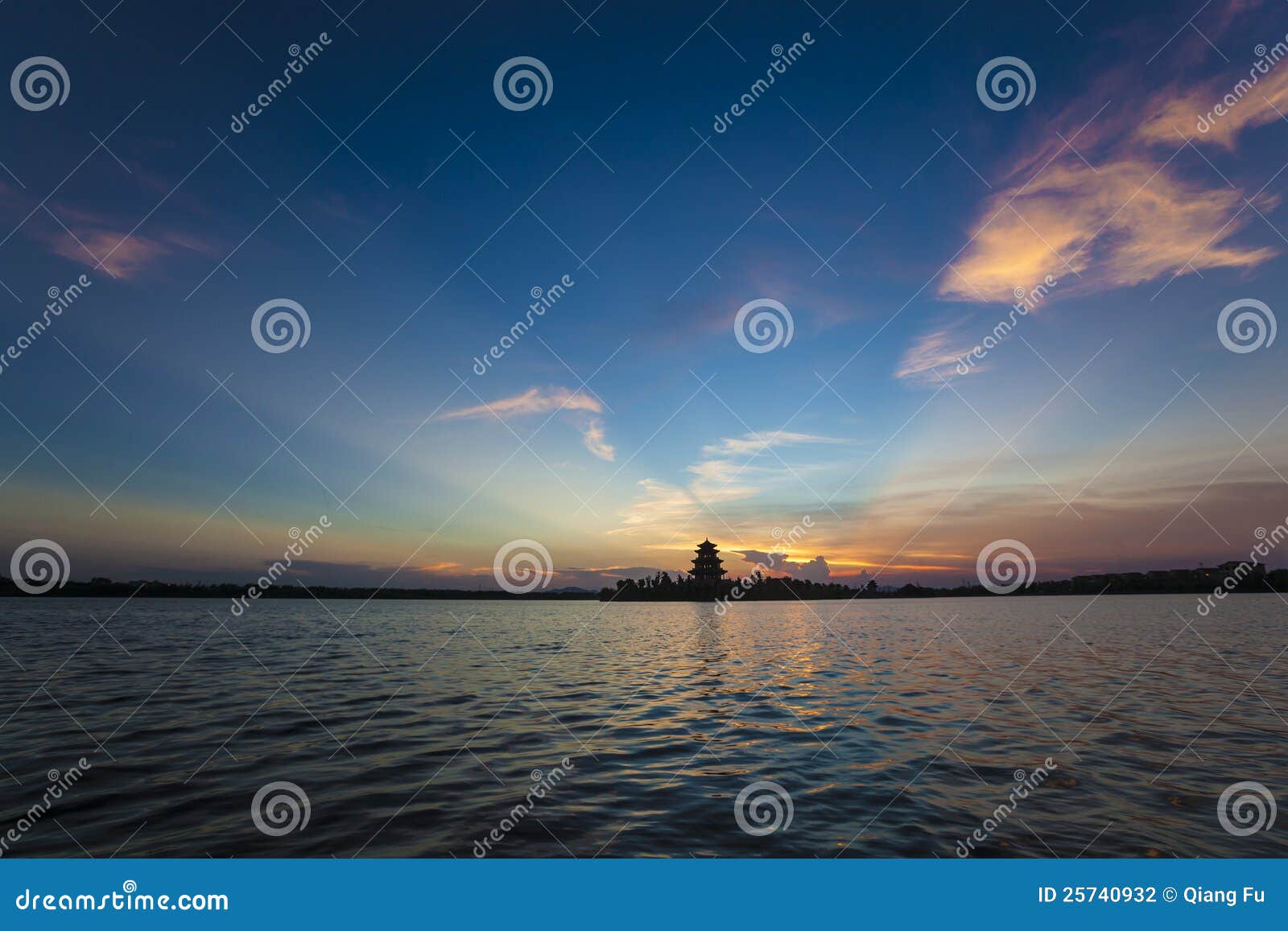 Ancient Chinese Pavilion Under Sunset Stock Photo - Image of asia ...
