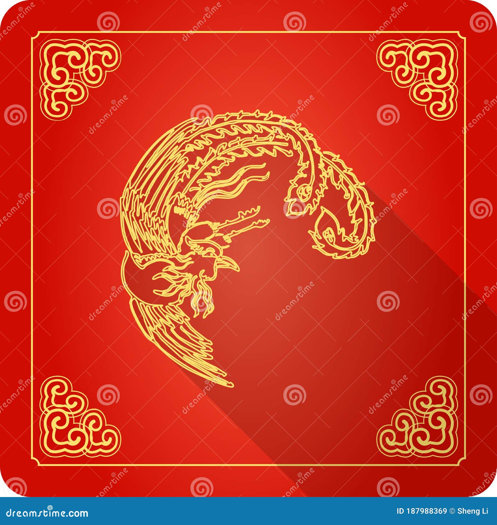 Ancient Chinese Phoenix Icon, Flat Design Stock Vector - Illustration ...