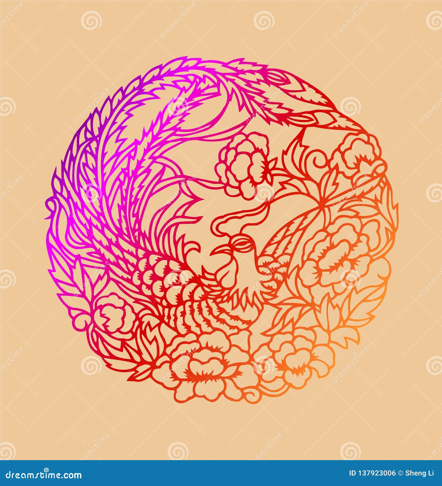 The Ancient Chinese Phoenix Pattern Stock Vector - Illustration of ...