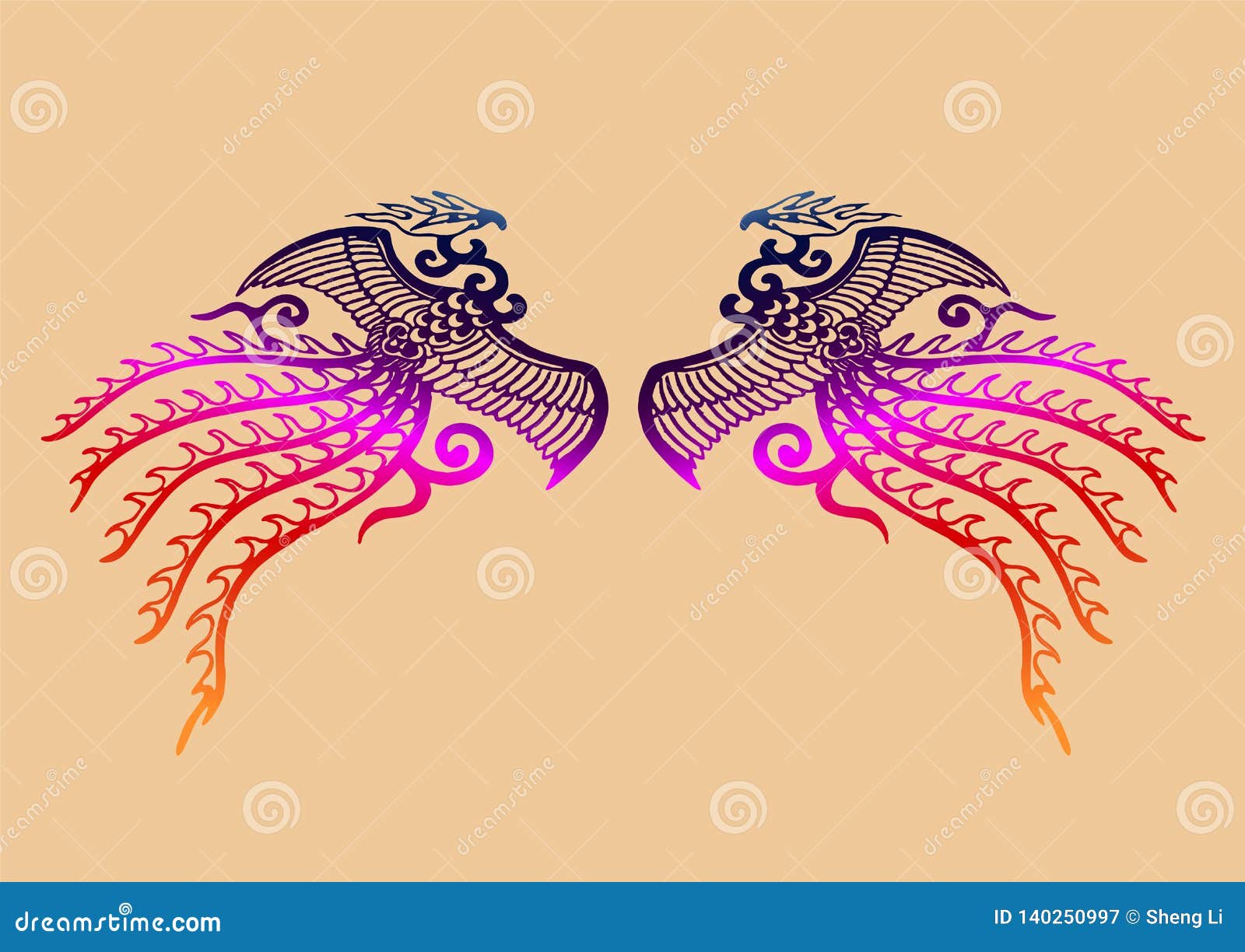 The Ancient Chinese Phoenix Pattern Stock Vector - Illustration of ...