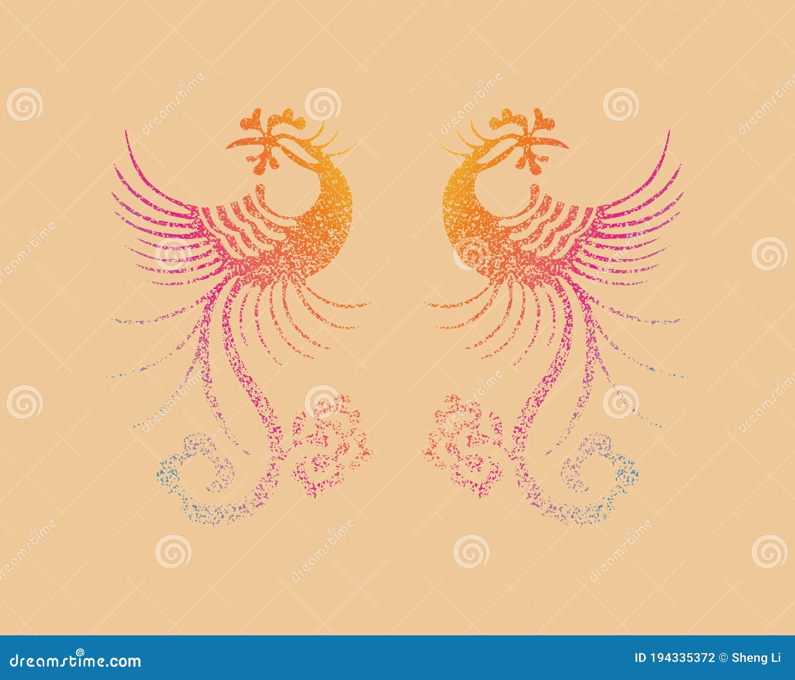 The Ancient Chinese Phoenix Pattern Stock Vector - Illustration of ...