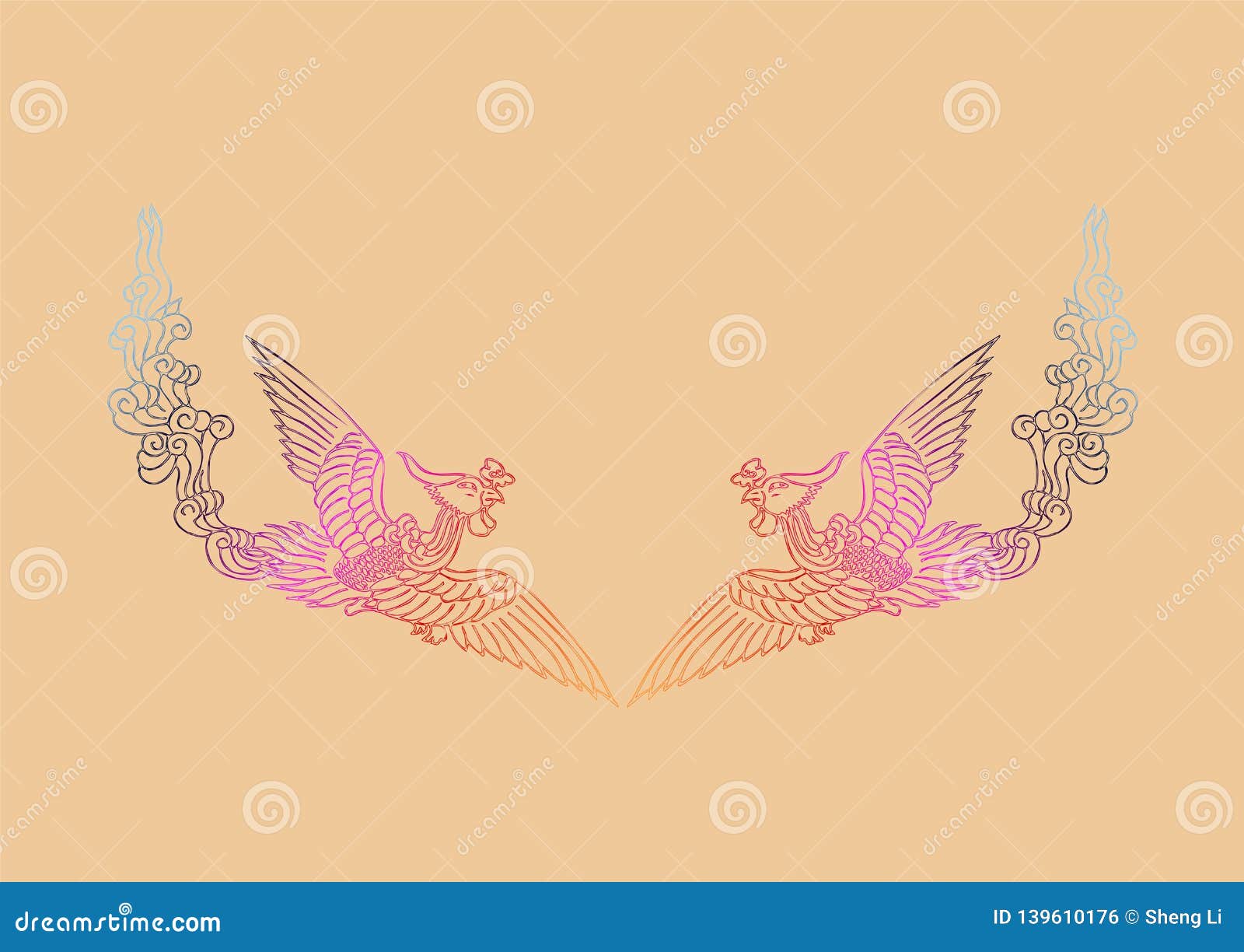 The Ancient Chinese Phoenix Pattern Stock Vector - Illustration of ...