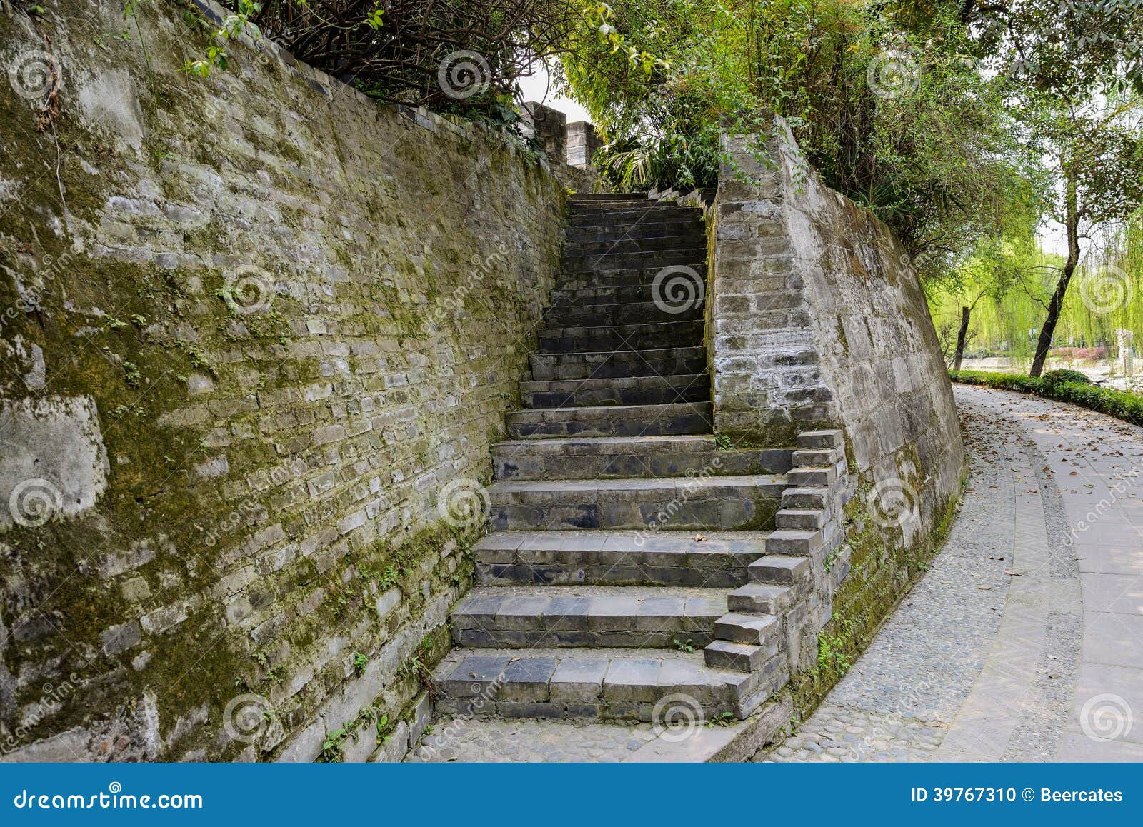 Ancient Chinese Wall and Steps in Spring Stock Photo - Image of relic ...