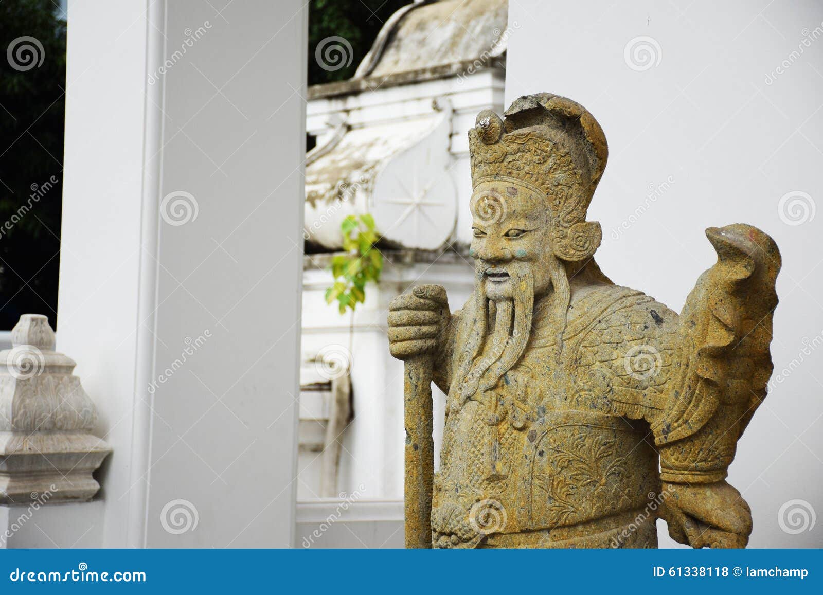 Ancient Chinese Warrior Stone Statues in the Buddhist Temple Stock ...