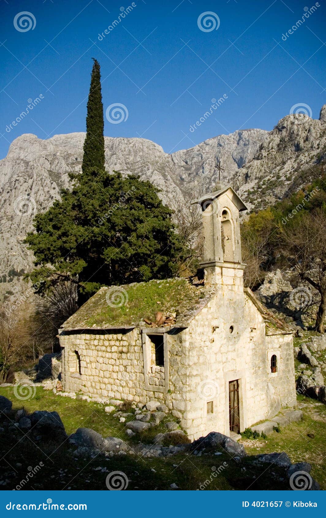 Ancient church stock image. Image of blue, ruins, cypress - 4021657