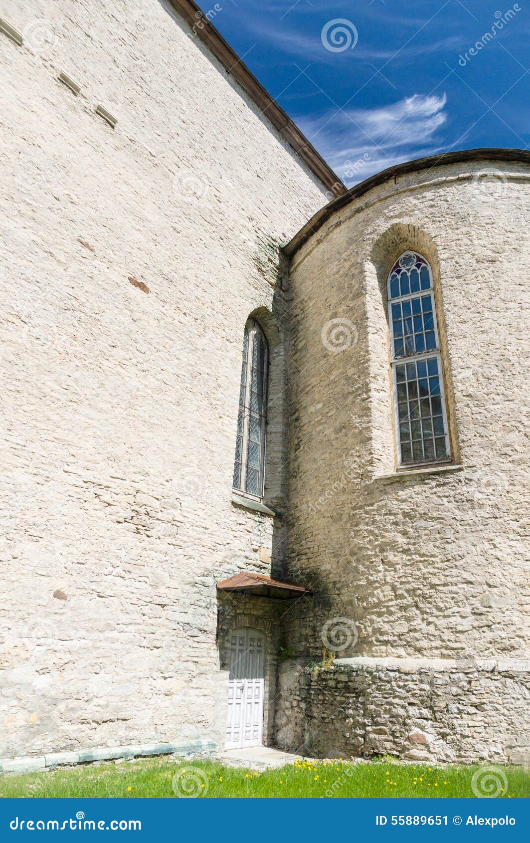 Ancient Church Facade with Stained-glass Window Stock Image - Image of ...