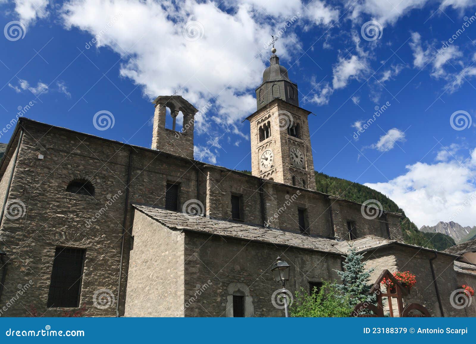 Ancient Church in Morgex, Italy Stock Image - Image of traditional ...