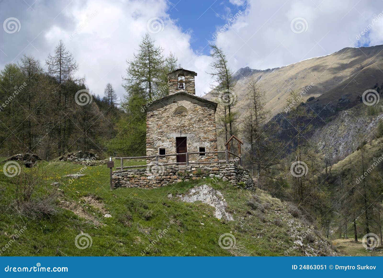 Ancient Church in Mountains Stock Image - Image of bell, exterior: 24863051
