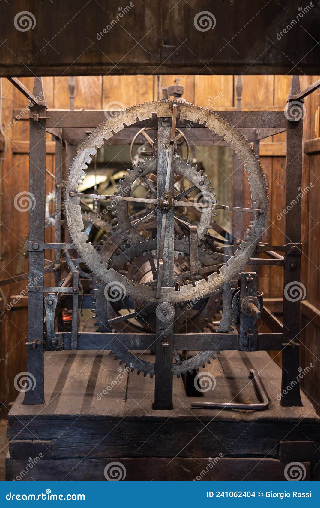 Ancient Circular Iron Mechanisms for the Movement of the Mechanical Clock of a Tower Stock Photo ...