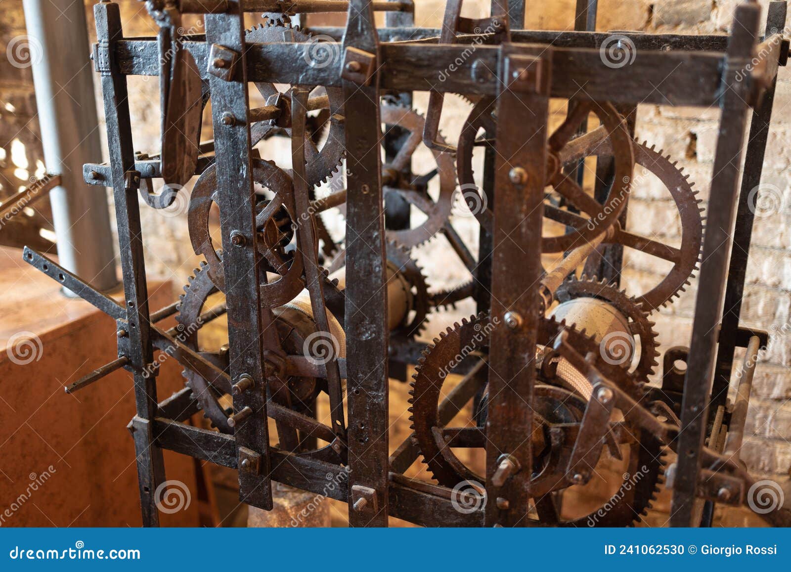 Ancient Circular Iron Mechanisms for the Movement of the Mechanical Clock of a Tower Stock Photo ...