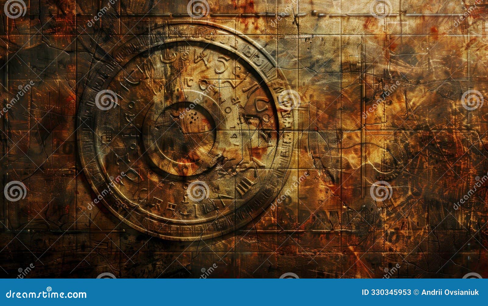 Ancient Circular Symbol Etched on Weathered Stone Wall with Mysterious ...