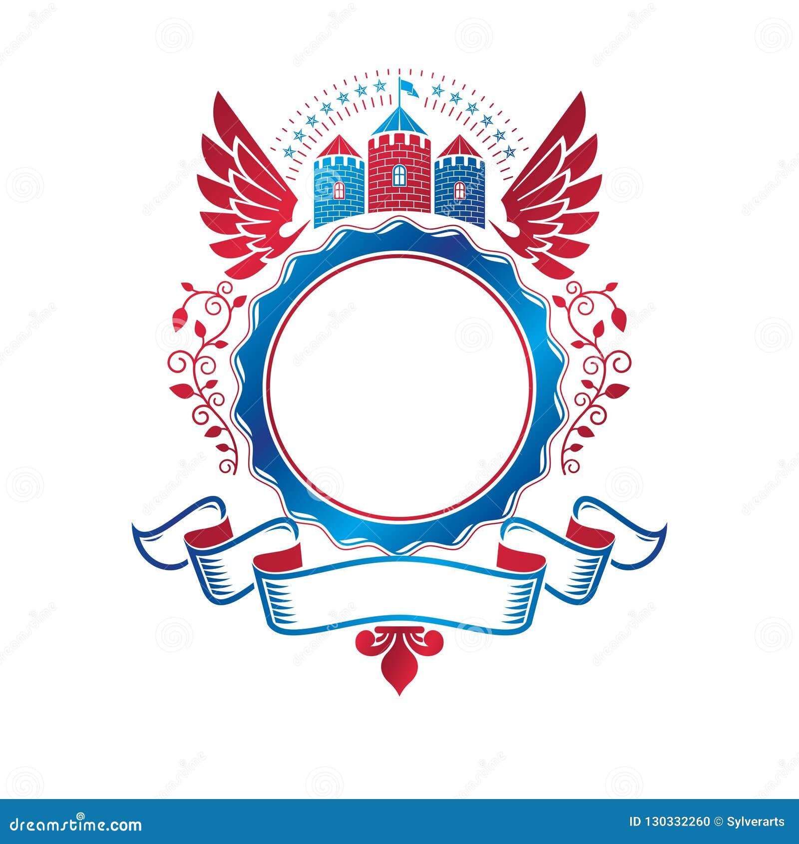 Ancient Citadel Emblem. Heraldic Vector Design Element with Red Stock ...