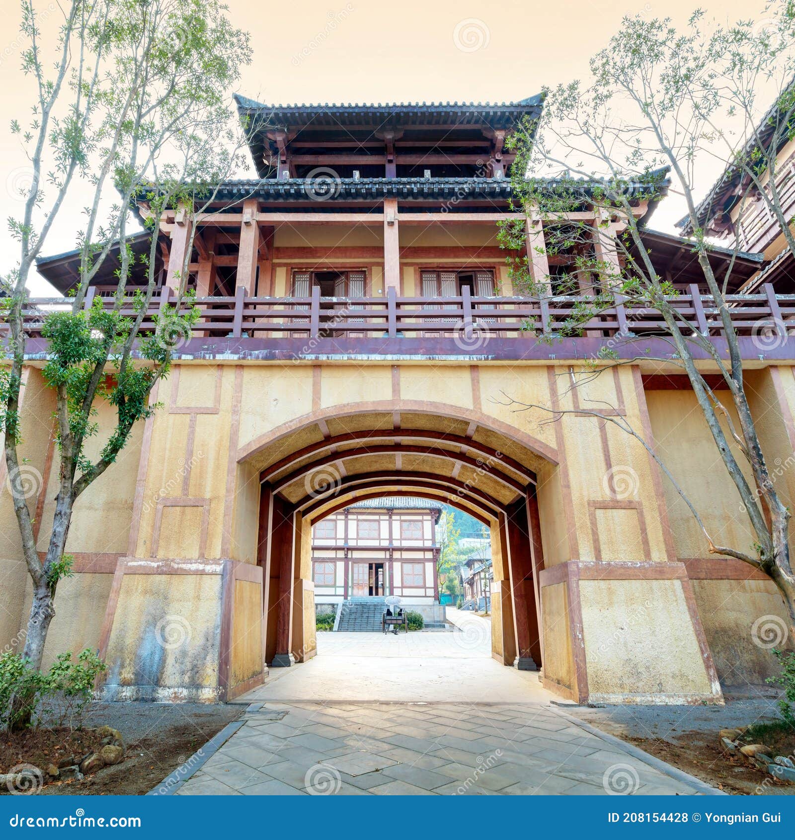 Ancient architecture gate stock photo. Image of china - 208154428