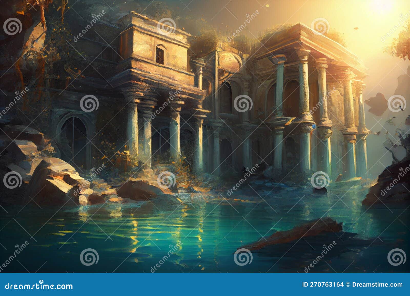 The Ancient City is Gradually Sinking into the Water. AI Generated ...