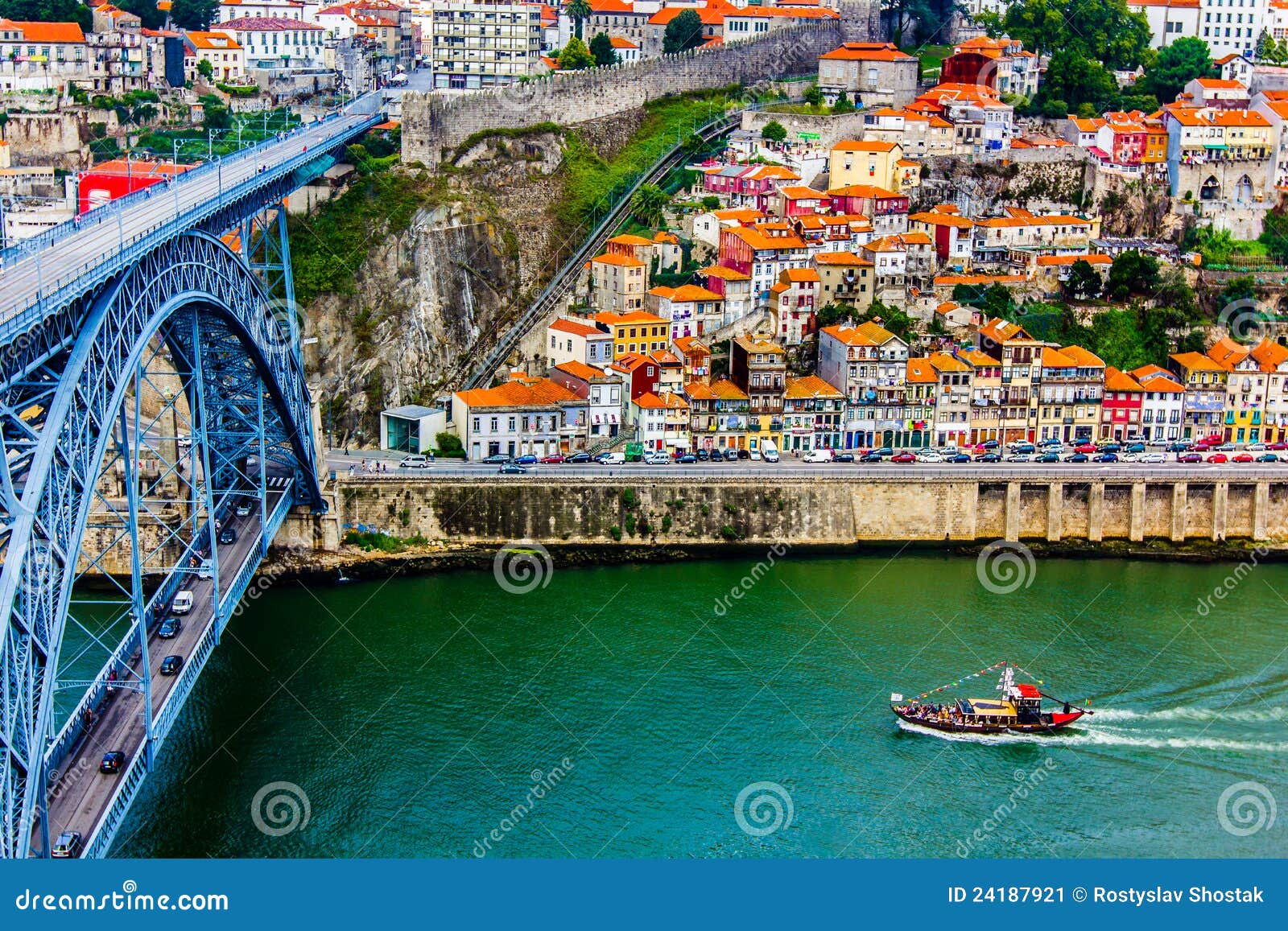Ancient City Porto,metallic Dom Luis Bridge Stock Image - Image of ...