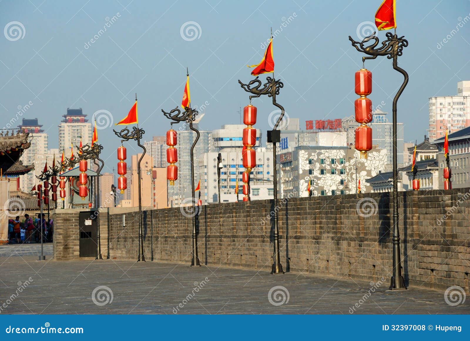 Ancient city wall in xian editorial stock photo. Image of fortification ...