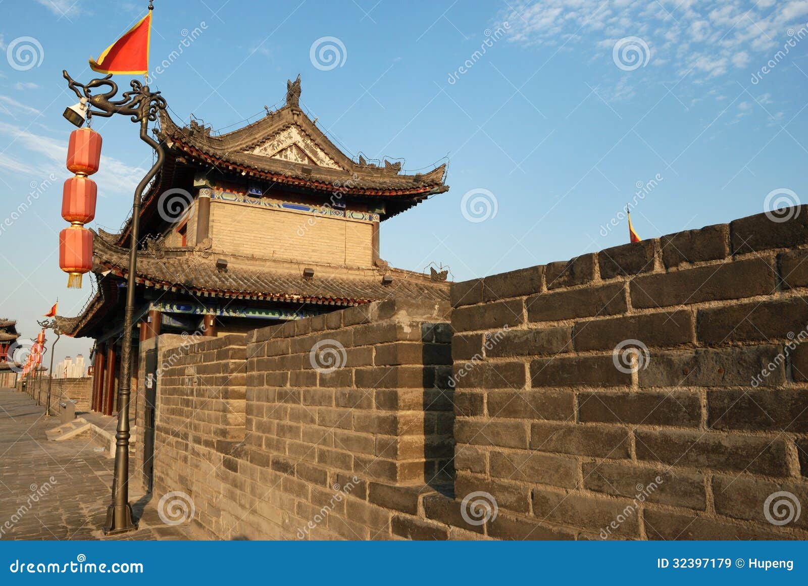 Ancient city wall in xian stock image. Image of greatwall - 32397179