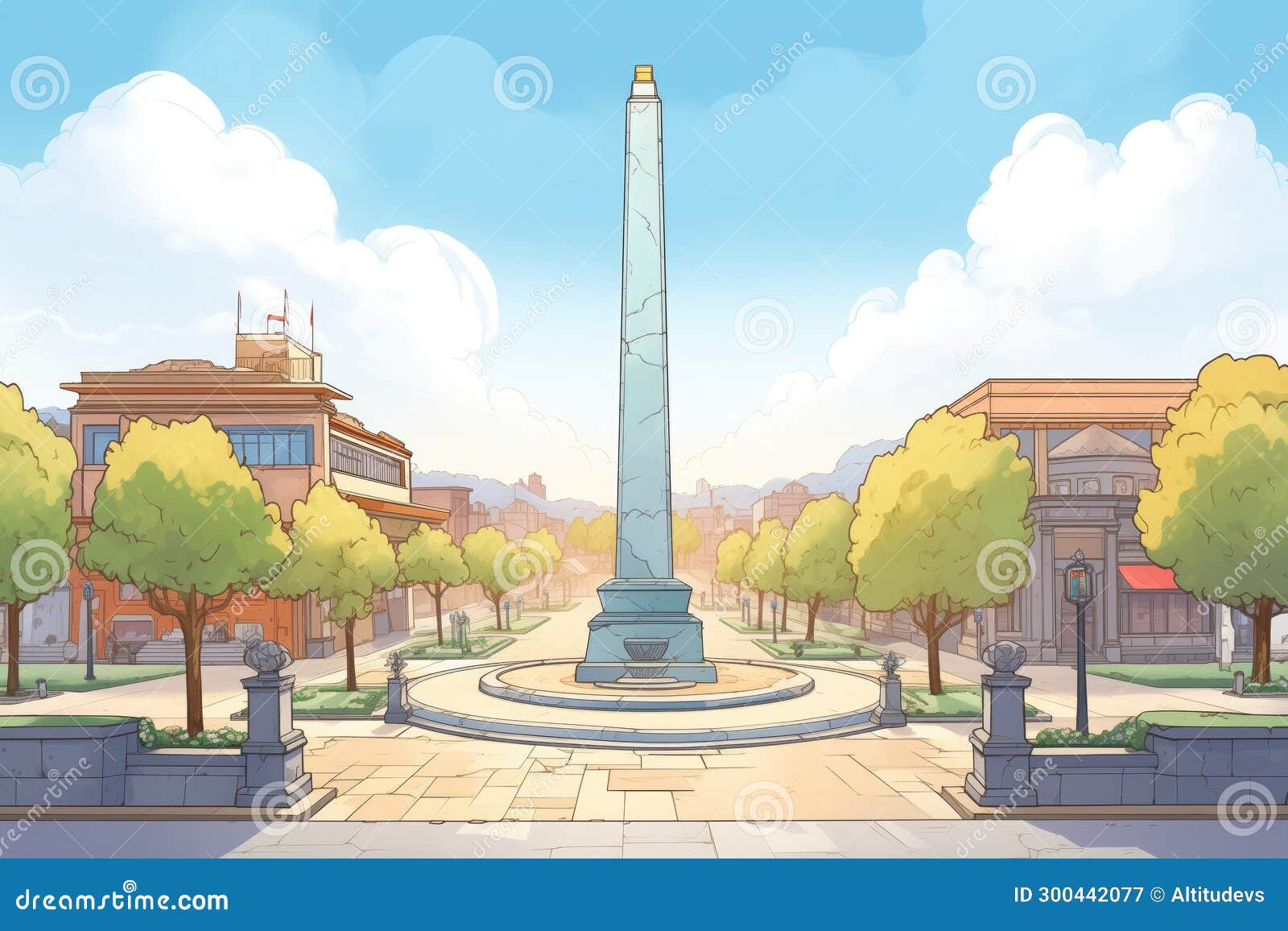 Central Plaza With An Aztec Market And Bustling Activity Illustration ...