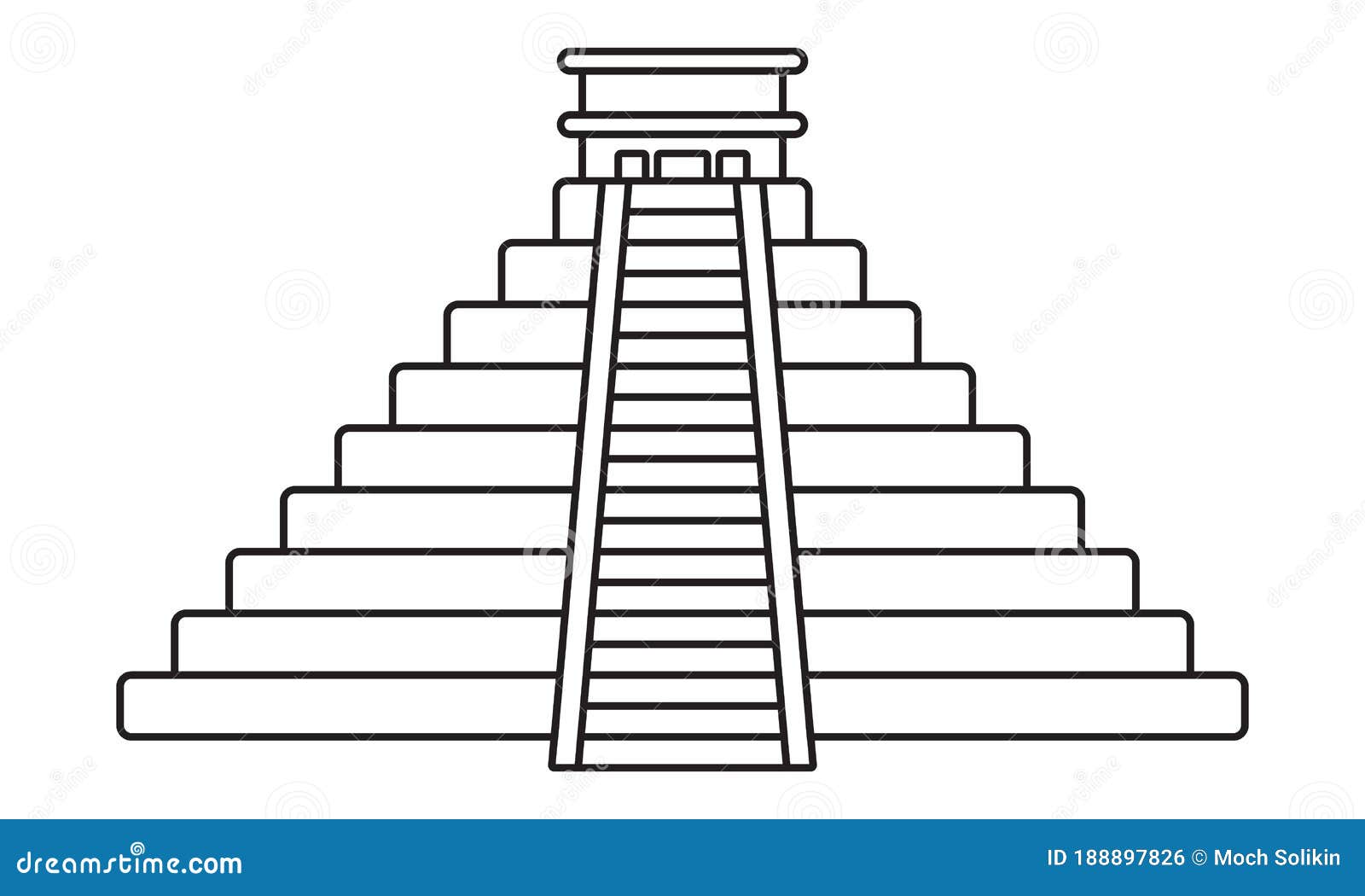 Ancient Civilization El Castillo Pyramid Line Art Icon for Apps and ...