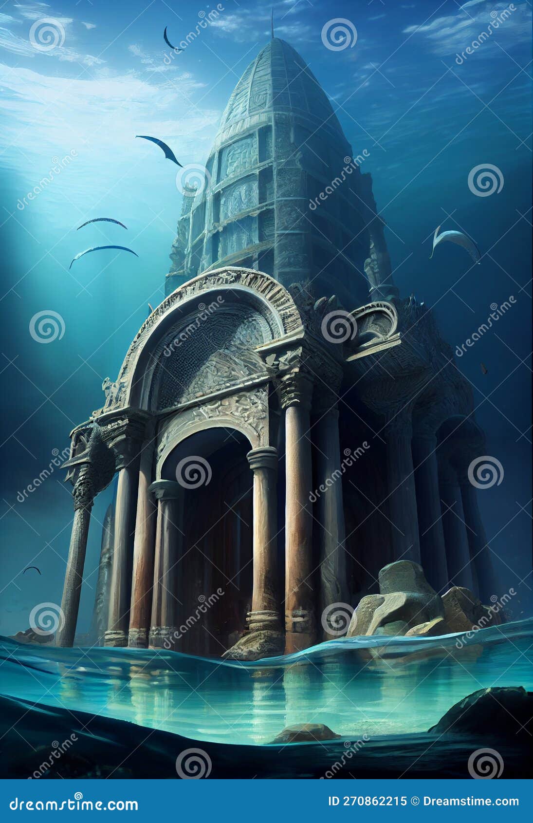 Ancient Civilizations Underwater. AI Generated Stock Image - Image of ...