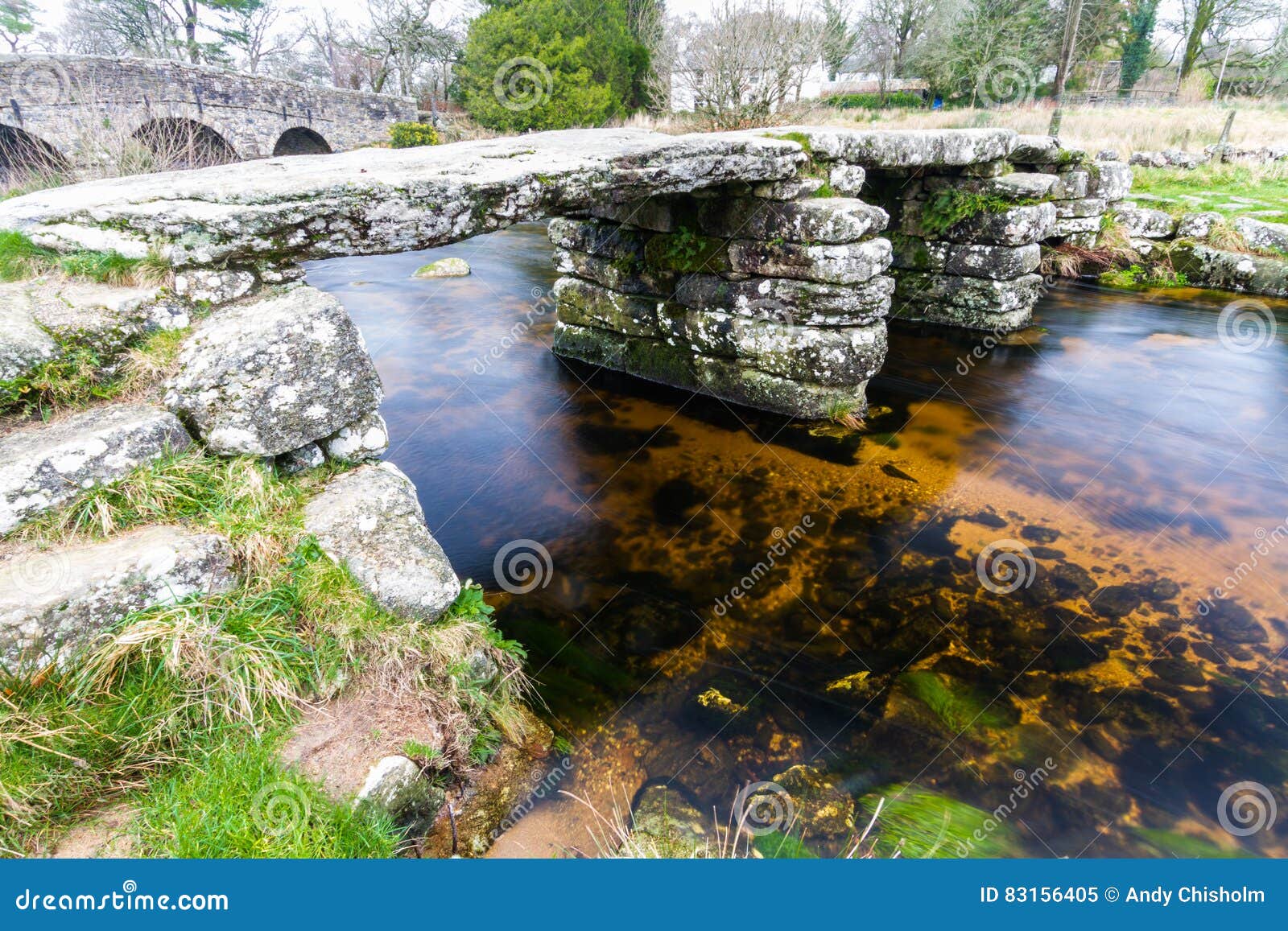 Ancient clapper bridge stock image. Image of autumn, ancient - 83156405