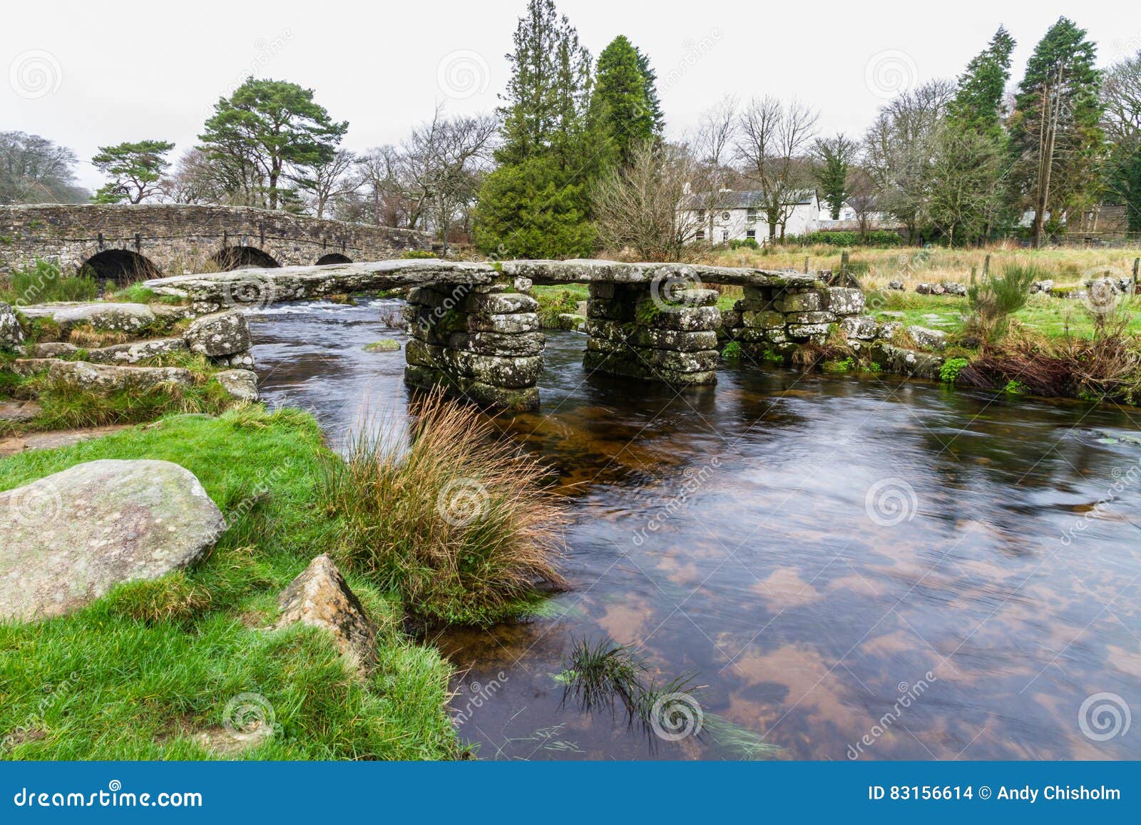 Ancient clapper bridge stock photo. Image of history - 83156614